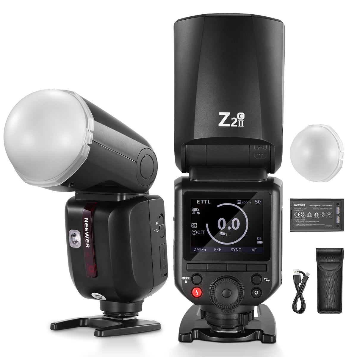 NEEWER Z2II 76Ws 2.4G TTL Flash Speedlite with Dome Diffuser