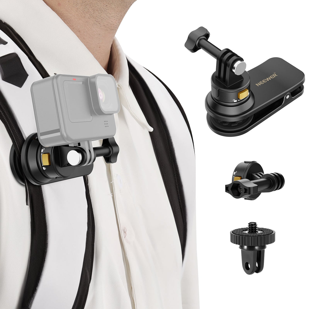 NEEWER GP22 Magnetic Backpack Strap Clip Mount for Action Camera ...