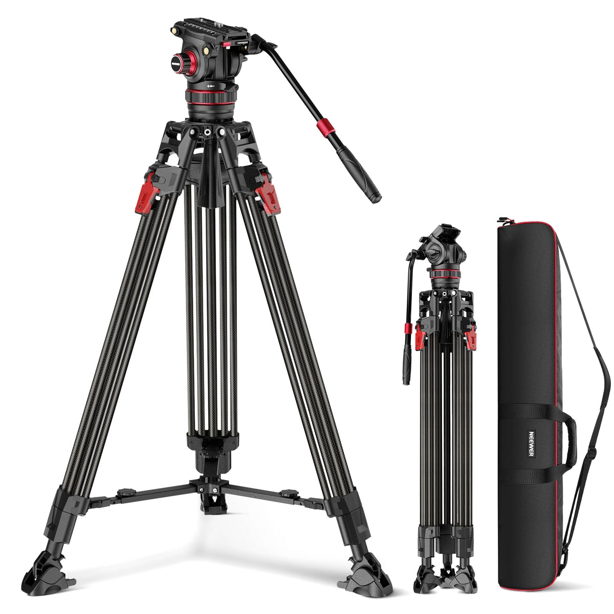 NEEWER LL37 78" Carbon Fiber Video Tripod with Adjustable Damping/Quick ...