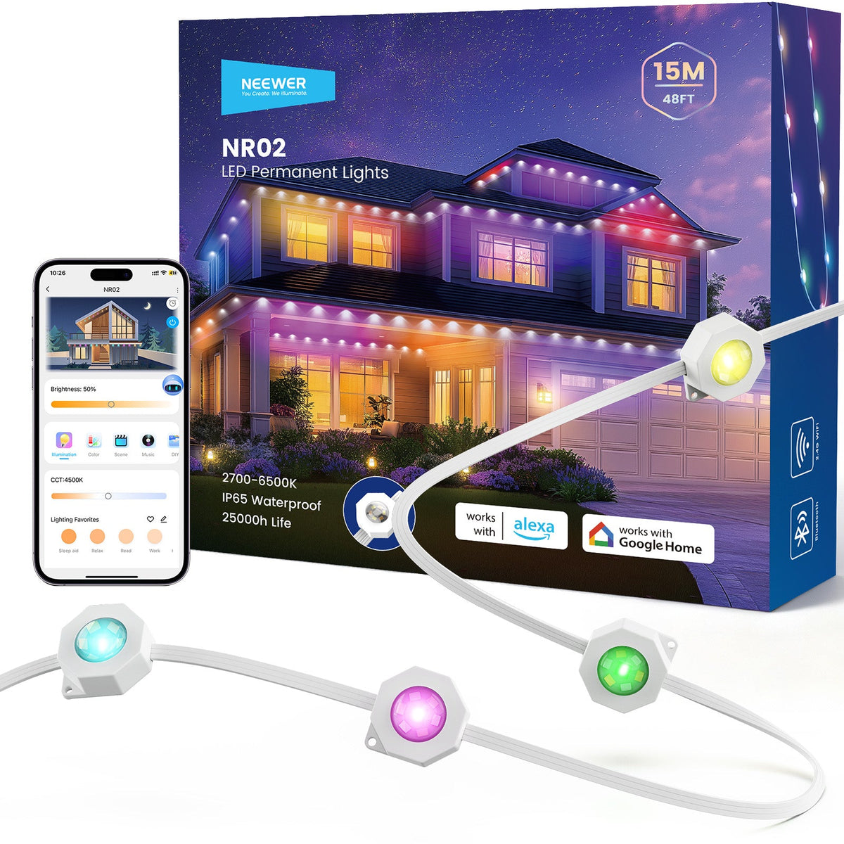 NEEWER NR02 Smart LED Outdoor Lights | Eave Lights