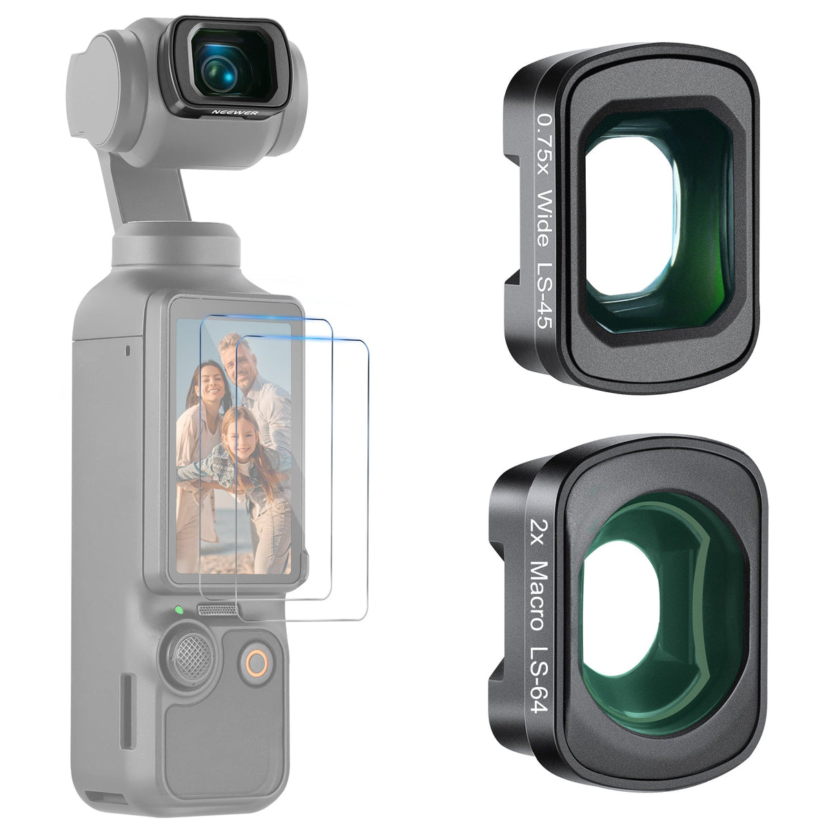 NEEWER FL-B34 0.75X Wide Angle & 2X Macro Lens Set for DJI Osmo Pocket ...