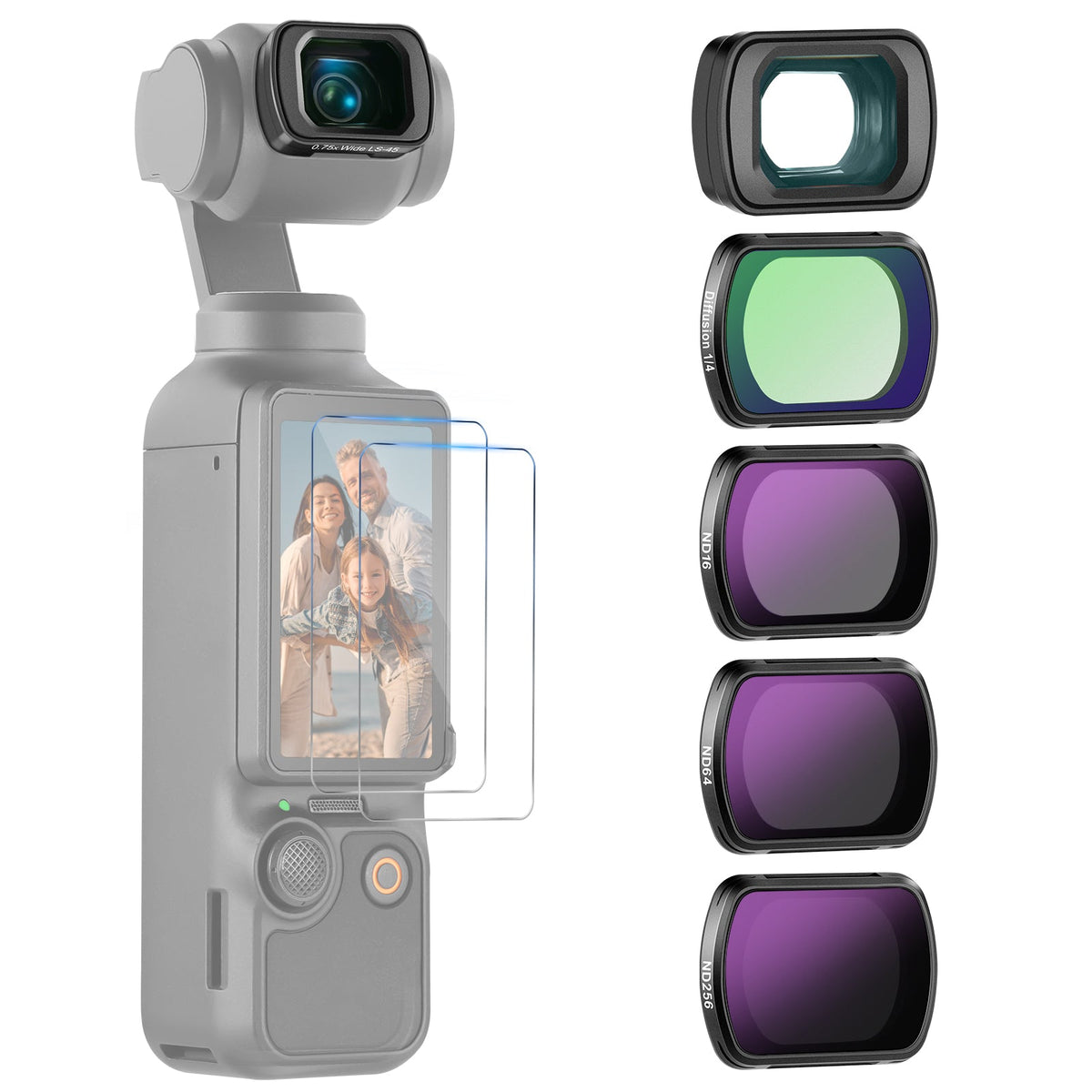 NEEWER FL-B14 ND Filters & 0.75X Wide Angle Lens Set for DJI Osmo ...