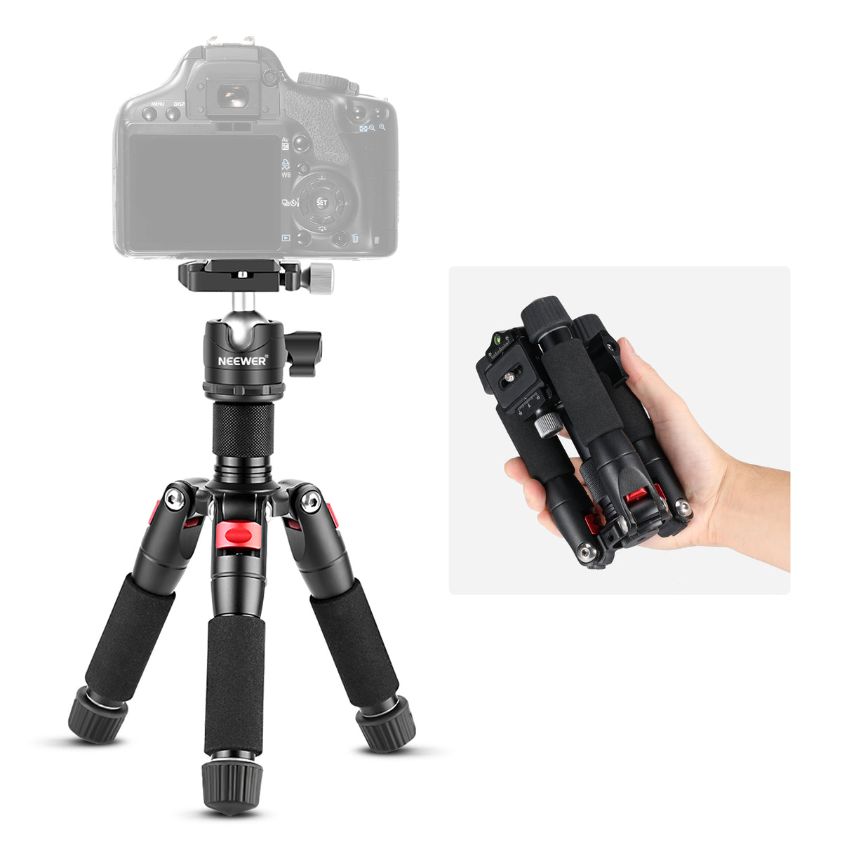 NEEWER M521 20" Aluminum Alloy Portable Mini Tabletop Tripod - NEEWER ...