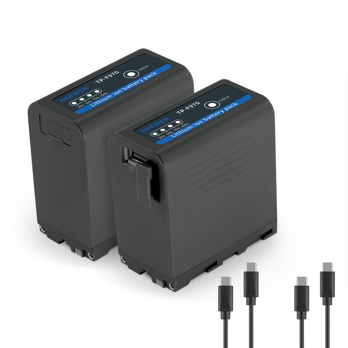 NEEWER TP-F970 2Pcs NP-F970 Replacement Batteries 7800mAh - NEEWER