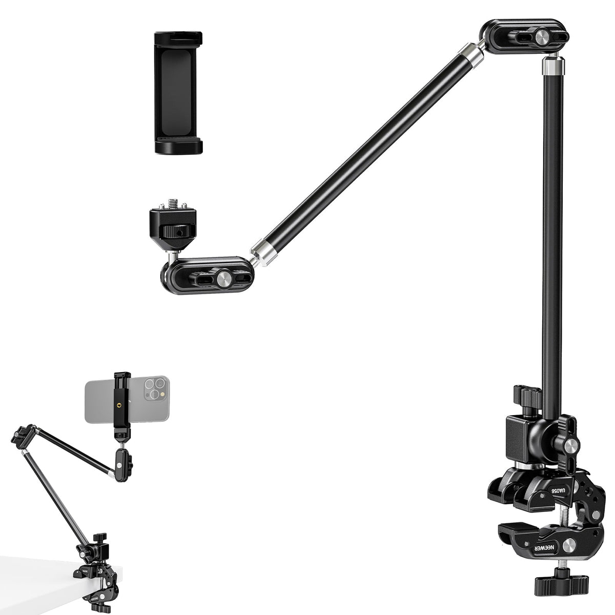 NEEWER UA056 30" Articulating Magic Arm with Super Clamp & Phone Holder ...