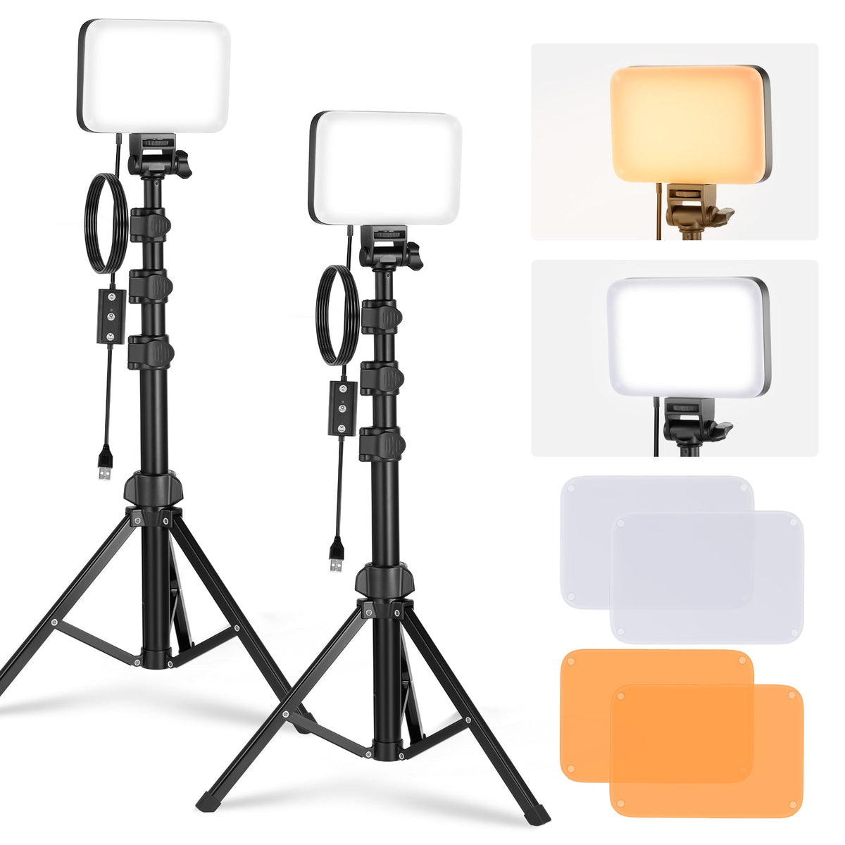 NEEWER BP66 Basic 2 Pack Bi Color Video Light Panel Lighting Kit ...