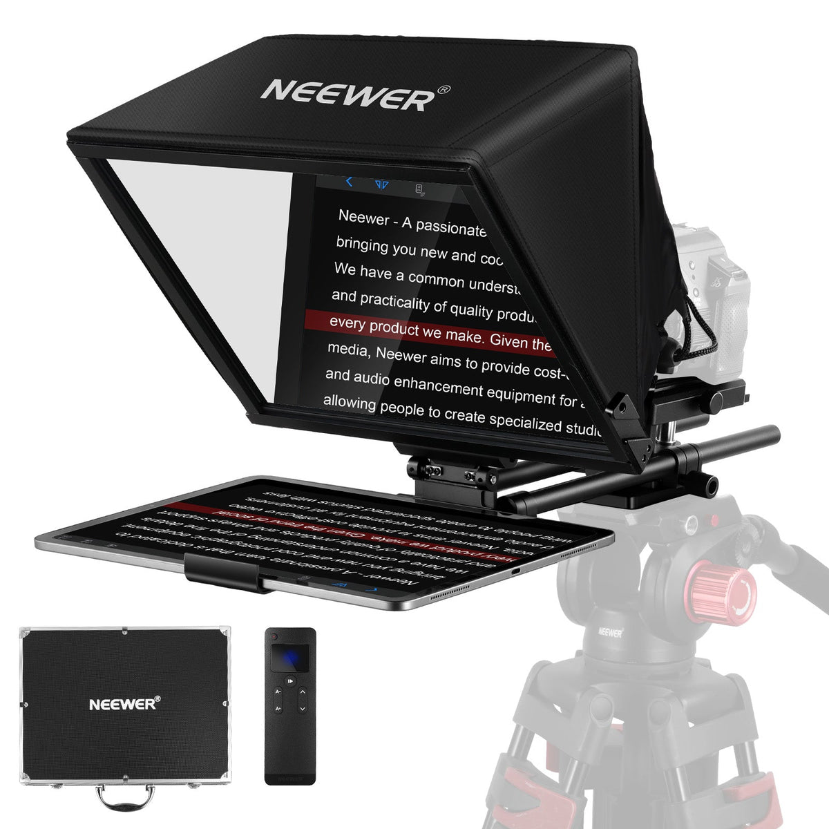 NEEWER C12 Camera Teleprompter with 15mm LWS Rod Support System ...