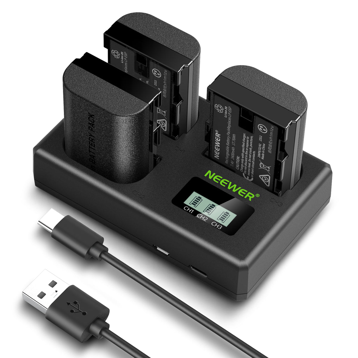 NEEWER 3 Pack 2400mAh LP-E6P/LP-E6NH Replacement Batteries For Canon ...