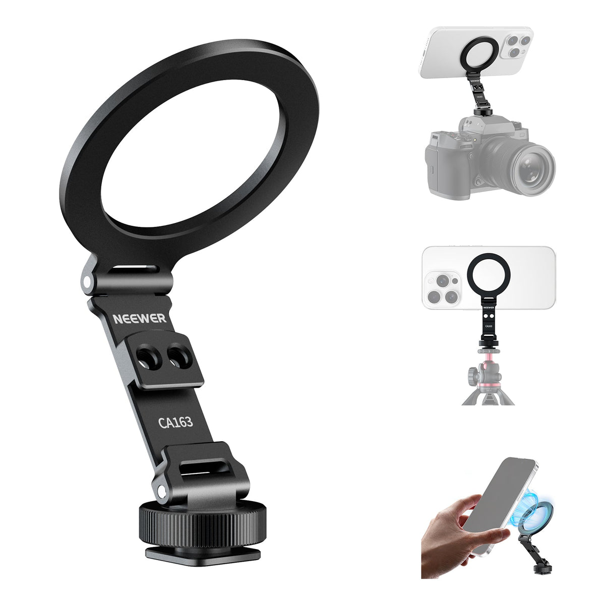 NEEWER CA163 Magnetic Phone Mount Adapter with Cold Shoe