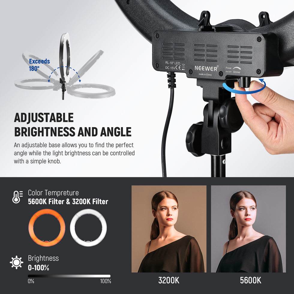 NEEWER RL-18 LED Ring Lights 18" Dimmable Light with Stand - NEEWER ...