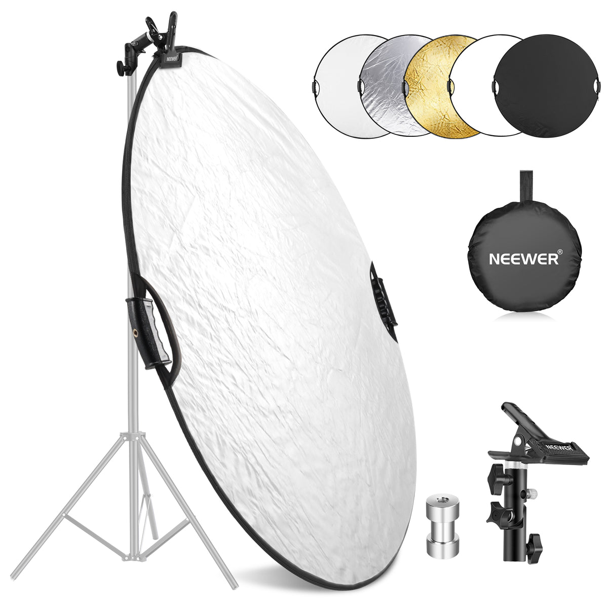 NEEWER 5 In 1 Light Reflector with Hand Grips & Clamp - NEEWER