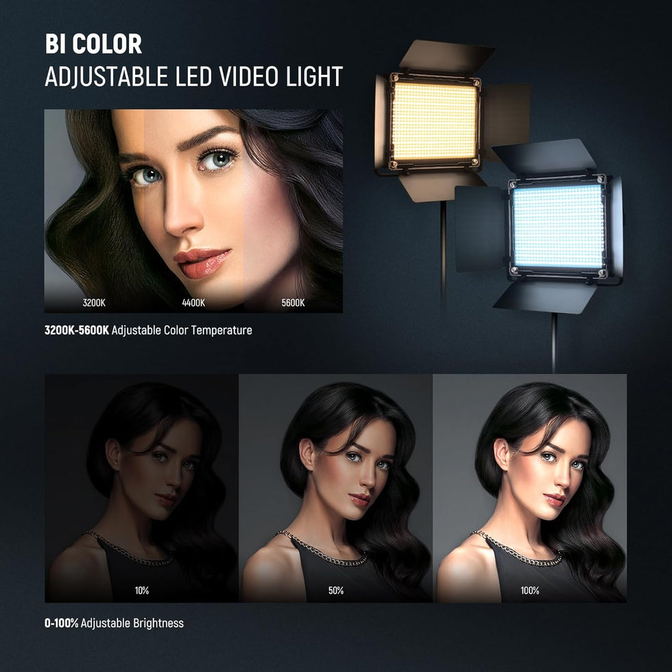 NEEWER 2 Pack Bi-Color 660 LED Video Light and Stand Kit with Softboxs ...