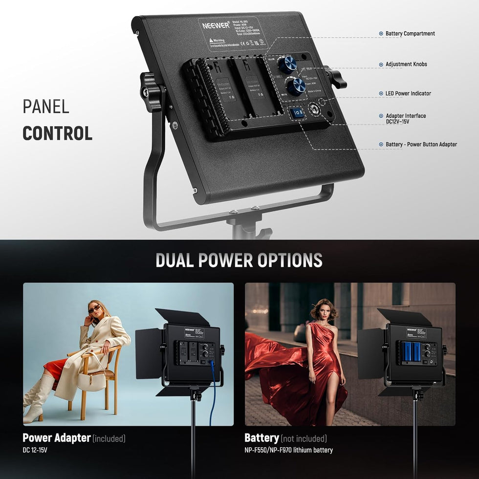 NEEWER 2 Pack Bi-Color 660 LED Video Light and Stand Kit with Softboxs ...