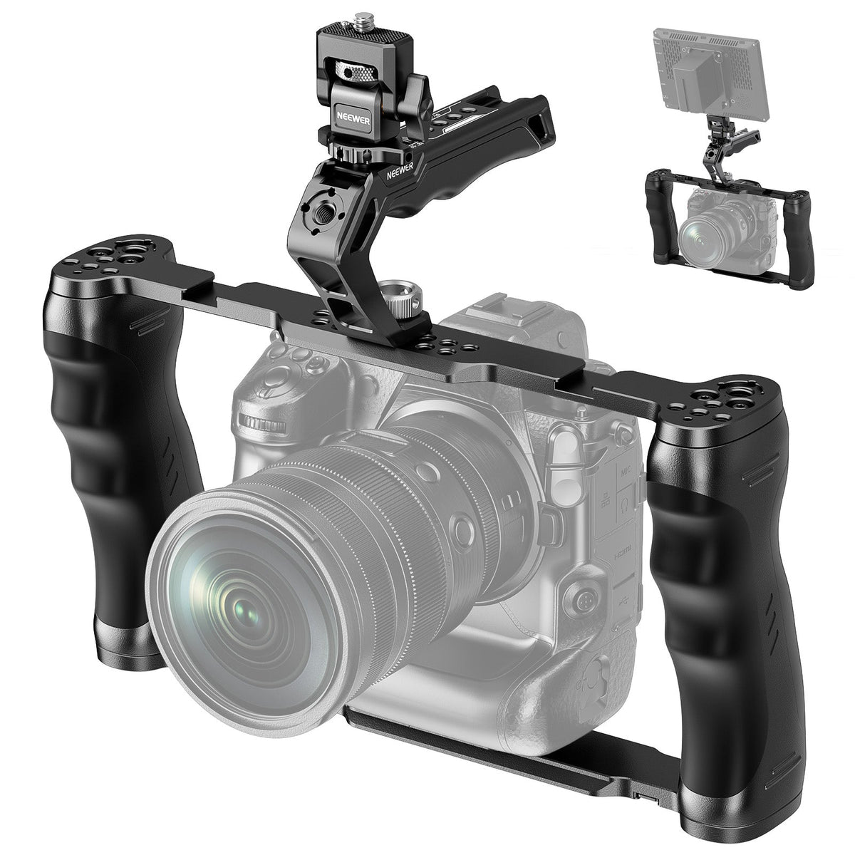 NEEWER CA016T+MA006 Universal Camera Cage with Top Handle & Monitor ...
