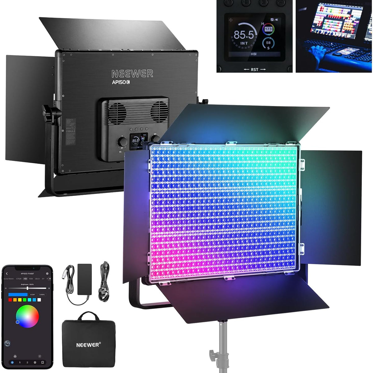 NEEWER AP150C 150W RGB LED Panel Video Light with APP/2.4G/Panel/DMX ...