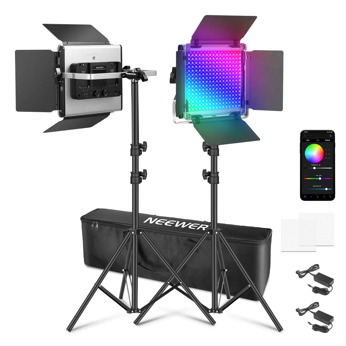 NEEWER 2 Pack Upgraded RGB660 PRO II LED Video Light Kit - NEEWER ...