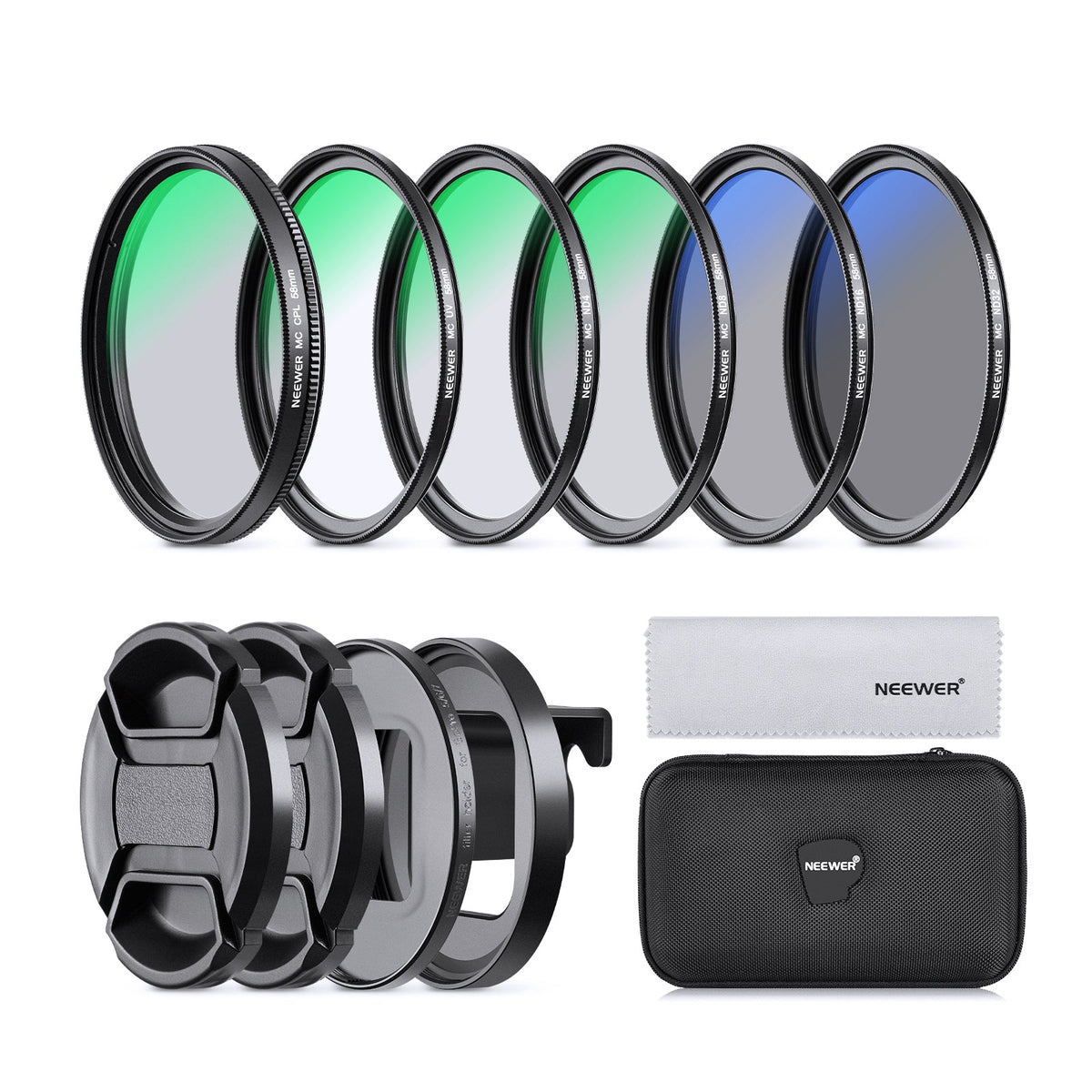 NEEWER 58mm Lens Filter Kit For GoPro Hero 8 7 6 5 - NEEWER