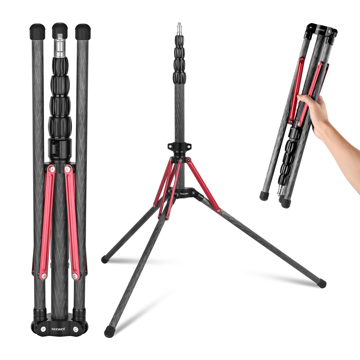 NEEWER ST210R 220cm Carbon Fiber Light Stand with 180° Reversible Legs ...