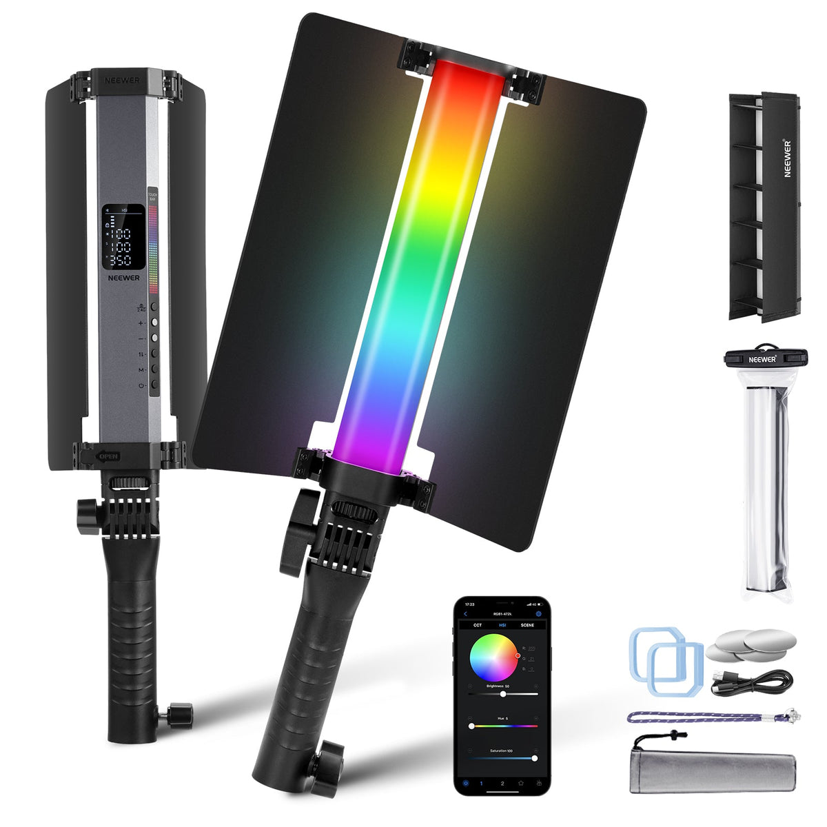 NEEWER RGB1 Magnetic Handheld Light Stick with Metal Barndoor Handle ...