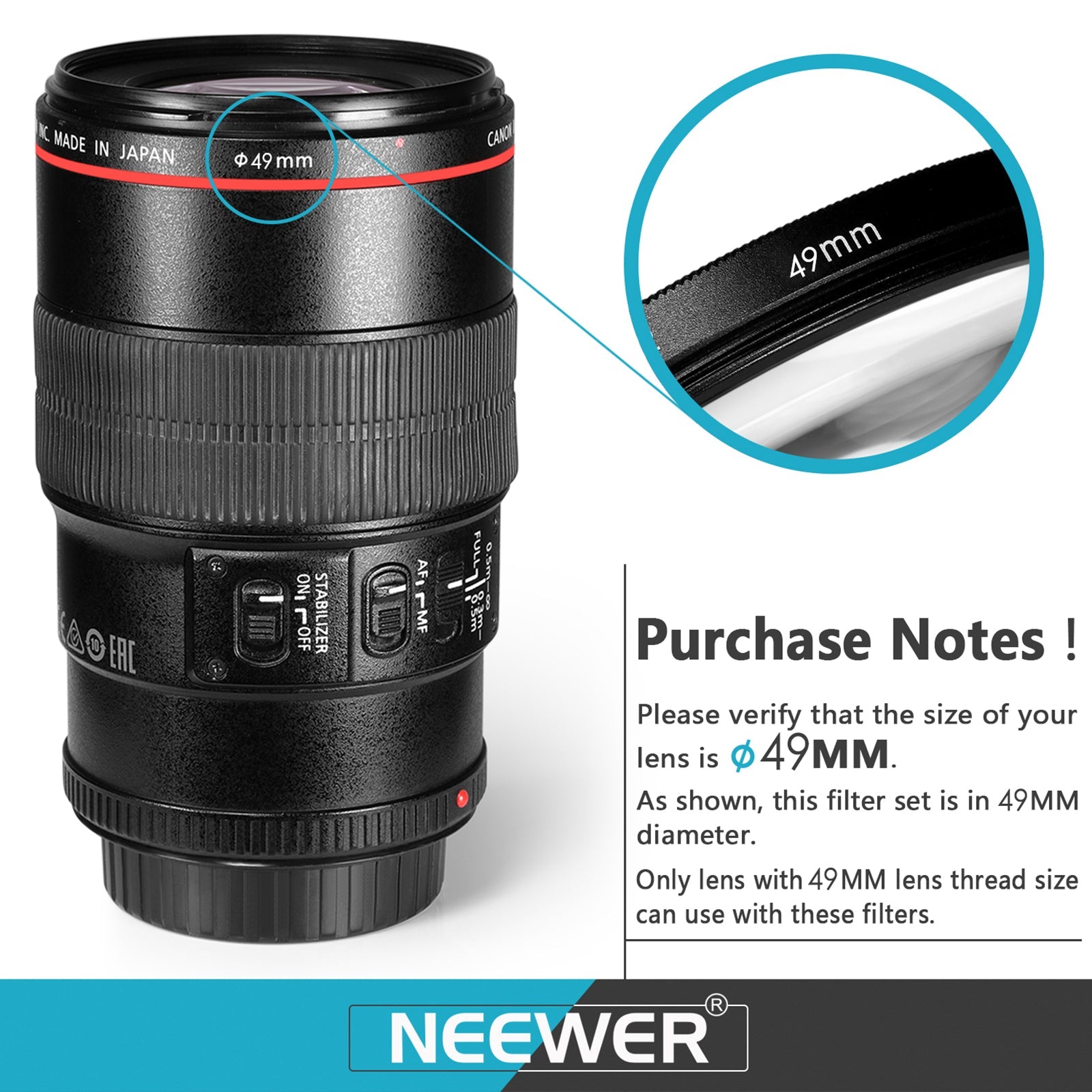 NEEWER Lens Filter and Accessory Kit 49mm